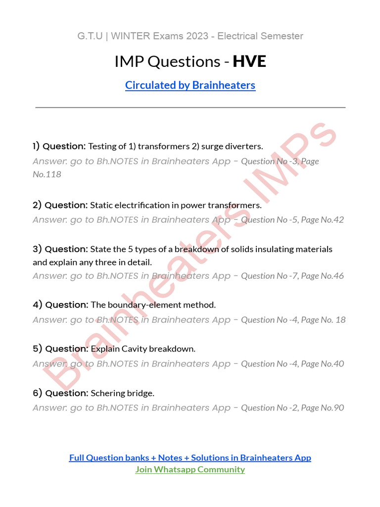 HVE Electrical Sem7 END Sem IMPs | PDF | Manufactured Goods | Electronic Engineering