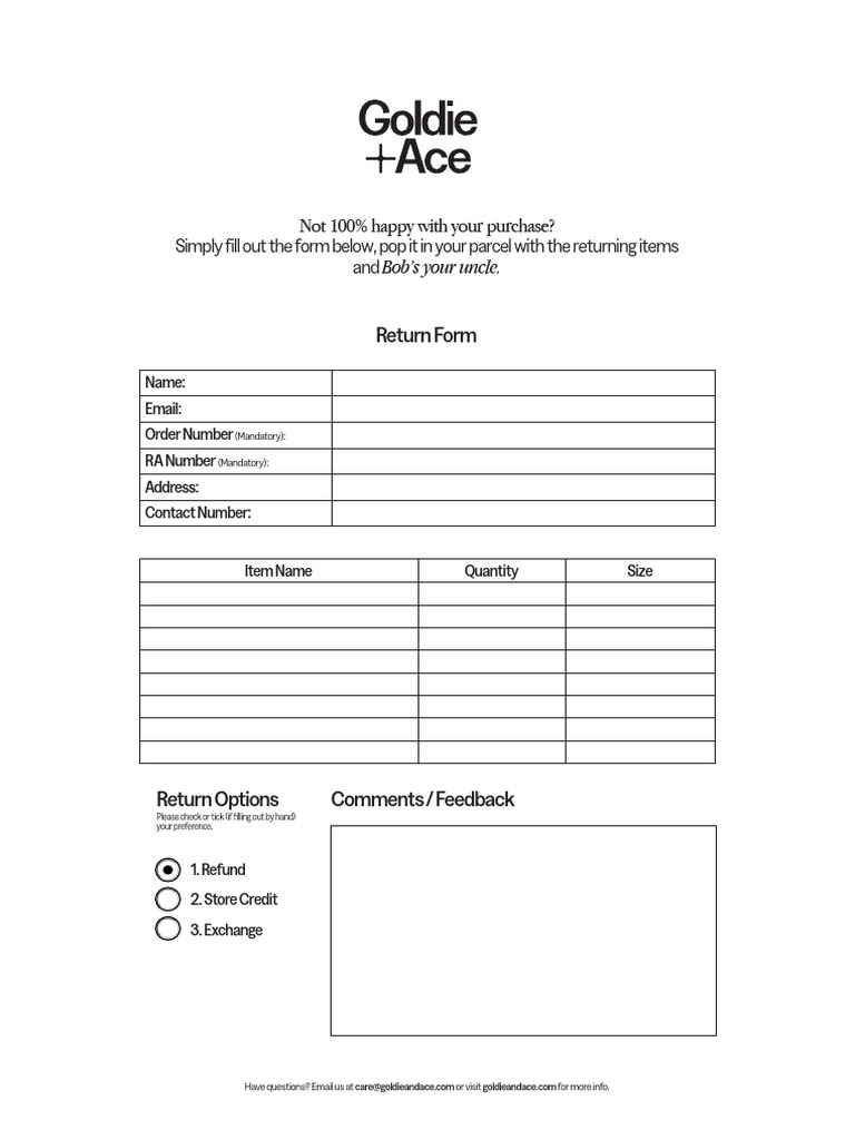 G A Return Form V2B | PDF
