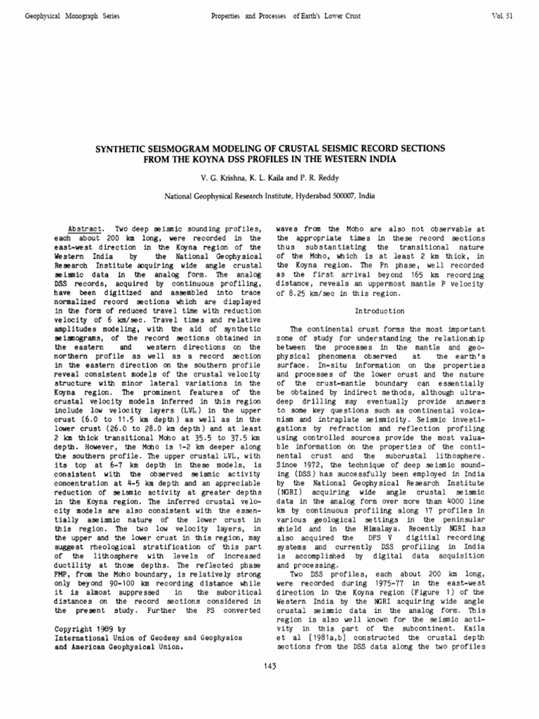 Synthetic Seismogram -Krishna | PDF | Crust (Geology) | Geophysics