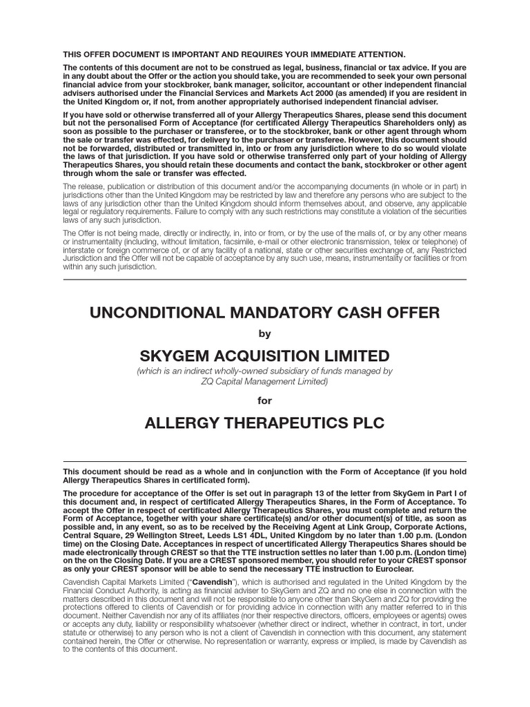 RCMA 2023-24 Lecture 15 - Rule 9 Offer Document - ZQ Capital Management ...