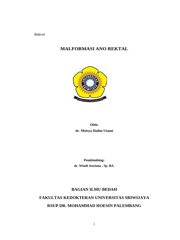 REFERAT Malformasi Ano Rektal MELSYA HALIM | PDF