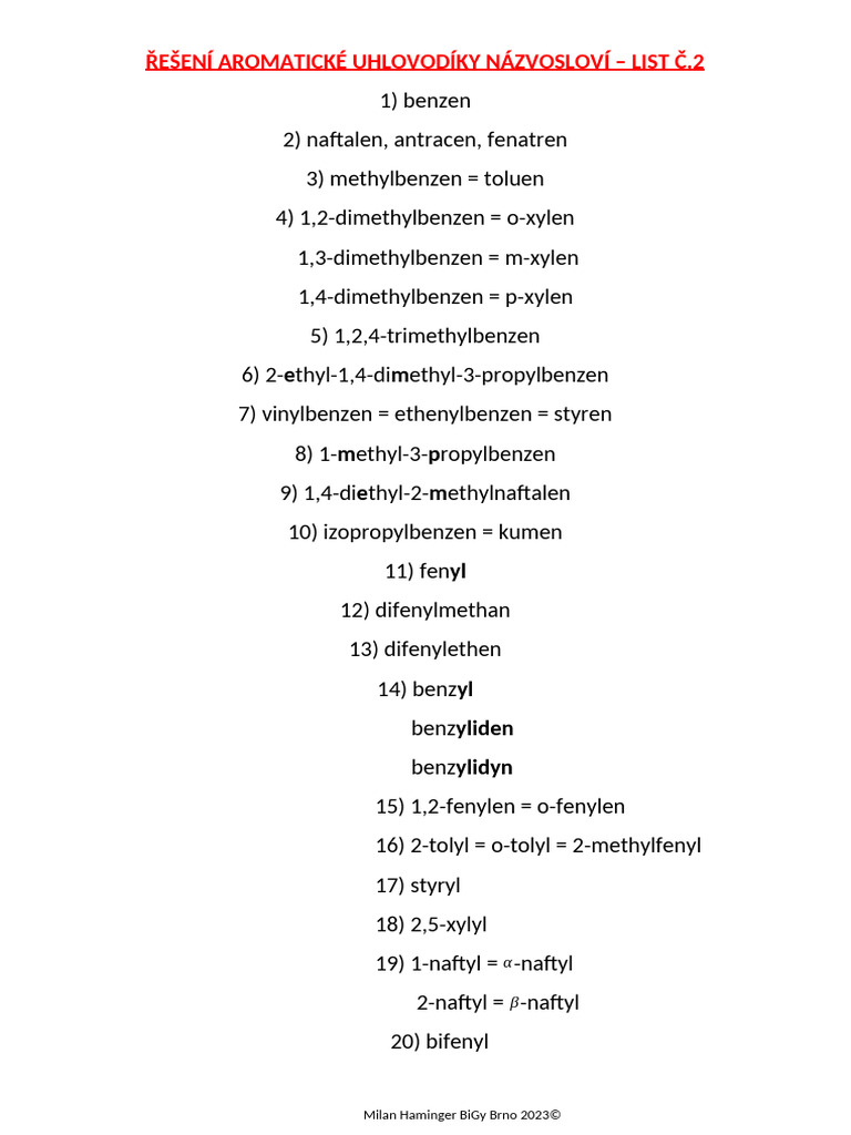 reseni_aromaticke_uhlovodiky_nazvoslovi | PDF
