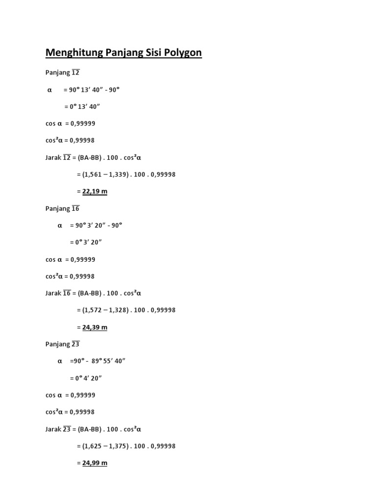 Menghitung Panjang Sisi Polygon | PDF