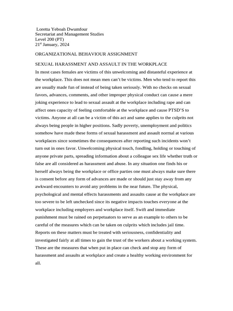 Organizational Behavior Assignment | PDF