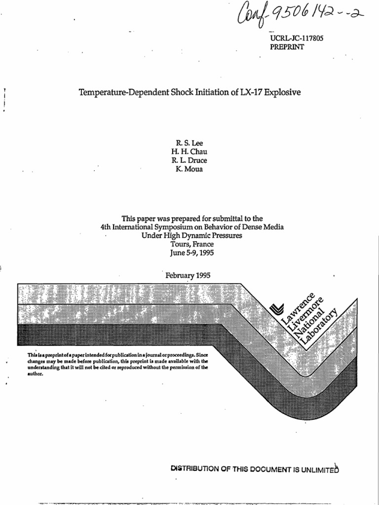 DE95012475 Temperature-Dependent Shock Initiation of LX-17 Explosive ...