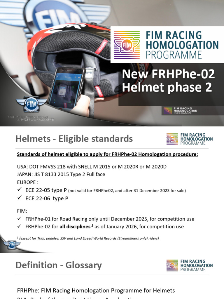FIM Racing Homologation Programme For Helmets FRHPhe 02 | PDF