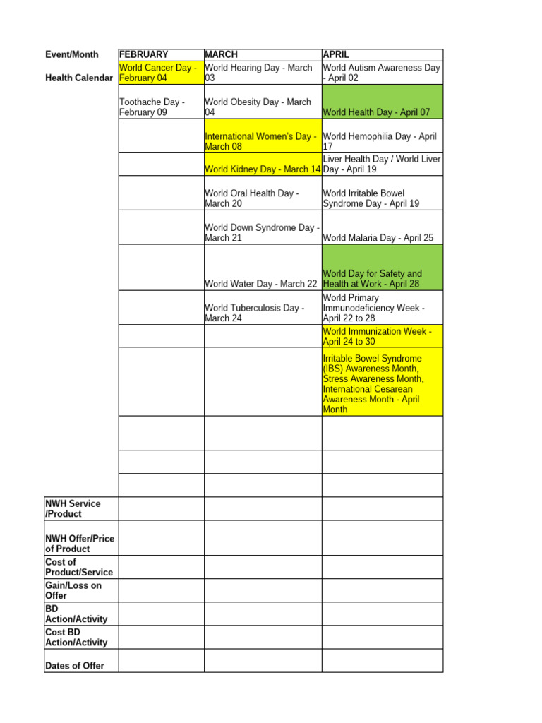 2025 Health and Wellness Calendar | PDF | Cancer | Medicine