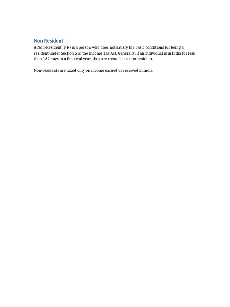 Non Resident | PDF