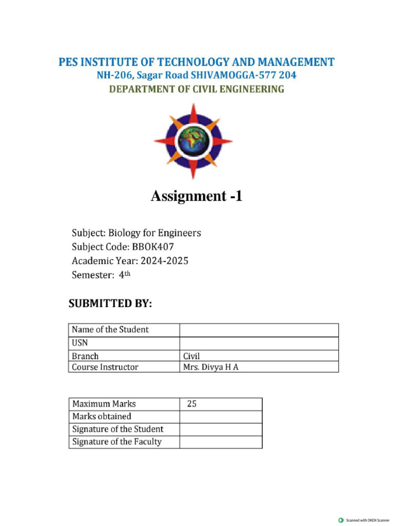 Assignment Cover Page - 1 Be | PDF