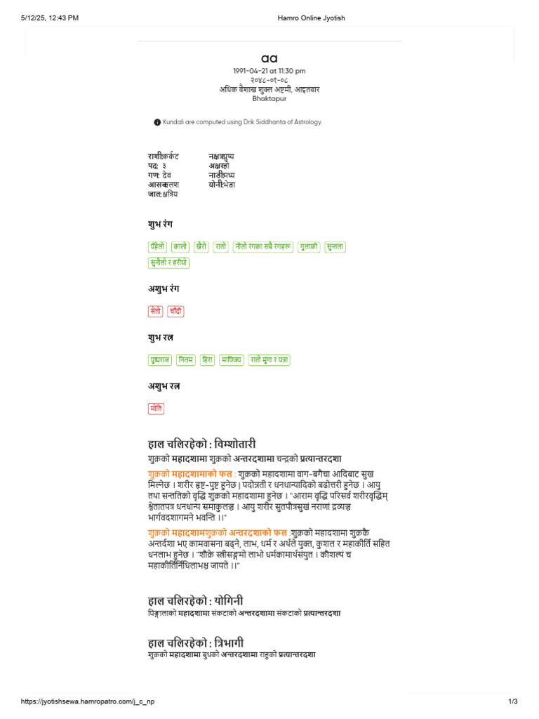 Hamro Online Jyotish | PDF
