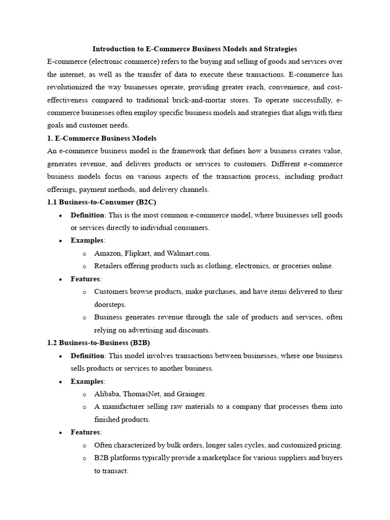Introduction To E-Commerce Business Models and Strategies | PDF | E ...