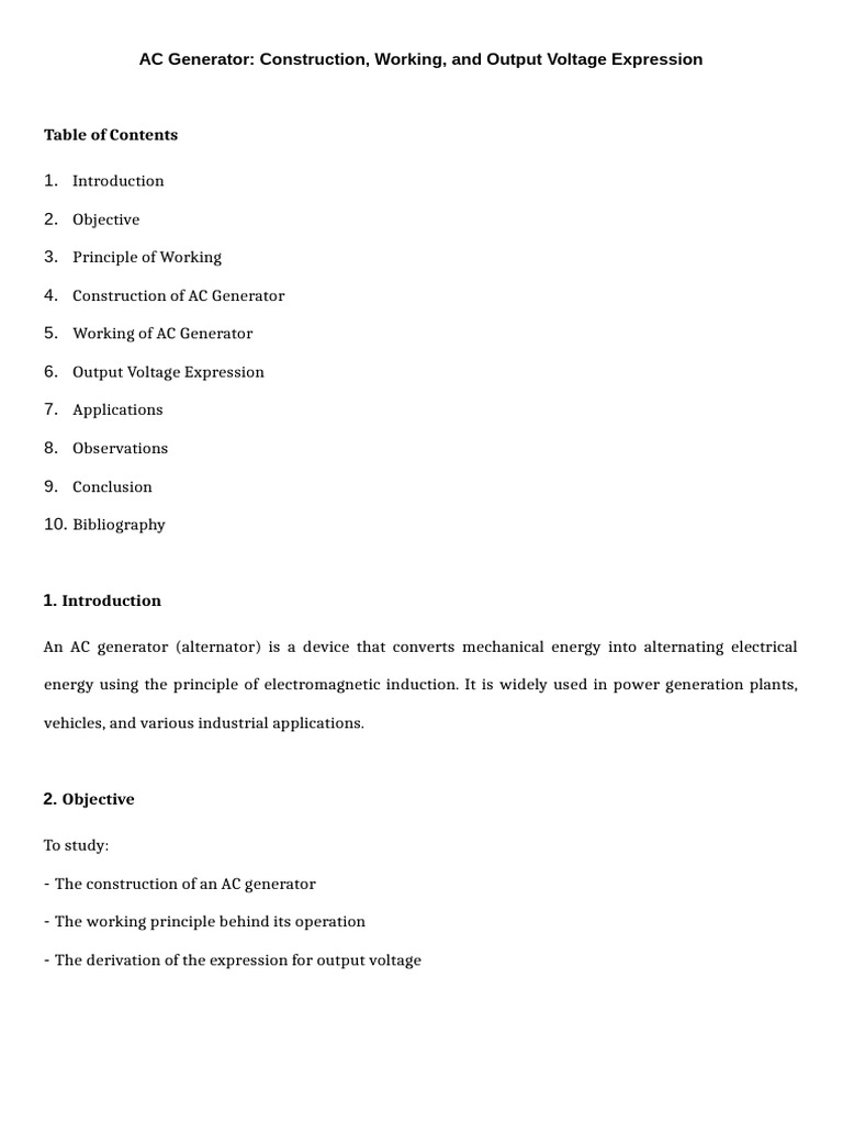 AC Generator: Construction & Working Guide | PDF | Electromagnetic ...