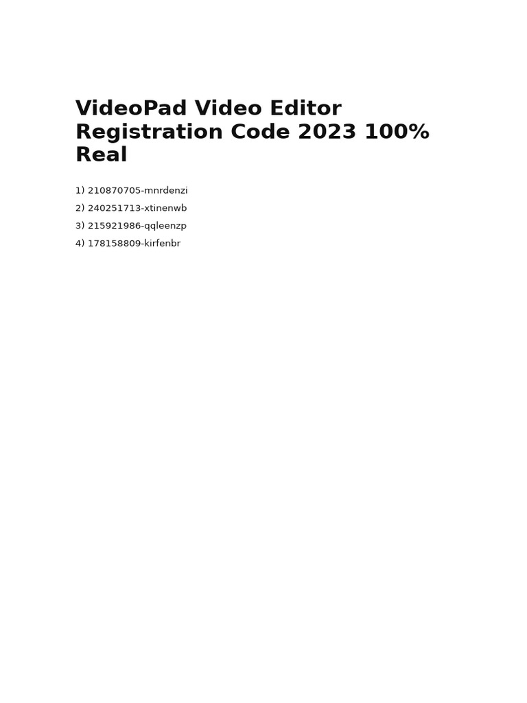 VideoPad Video Editor Registration Code 2023 100 | PDF