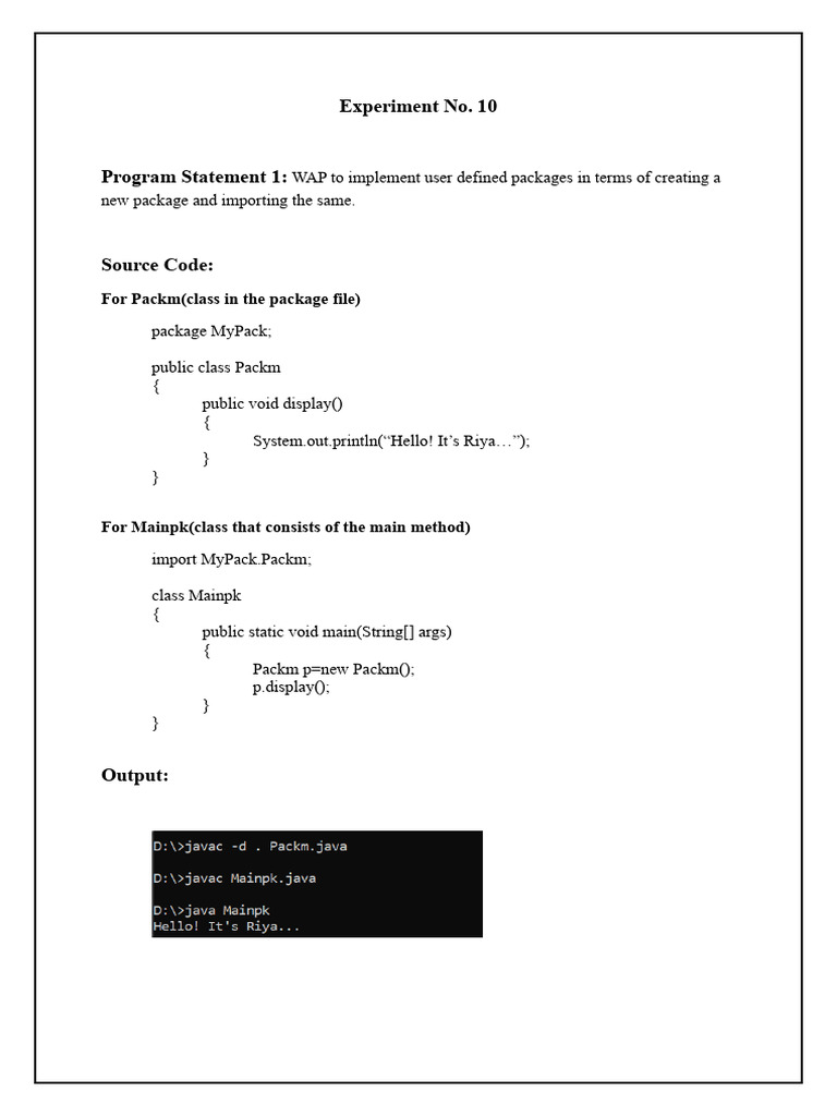 JPR Manual Answers Experiment 10 | PDF | Object Oriented Programming | Computer Programming