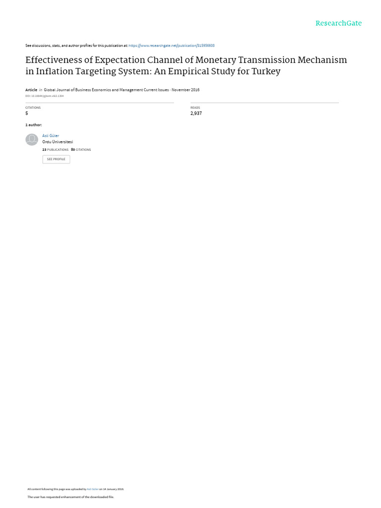 Effectivenesofexpectationchanell (3034) | PDF | Inflation | Monetary Policy