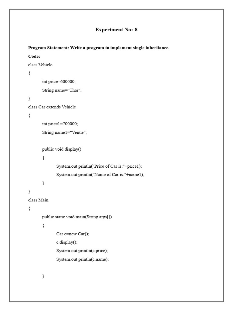 JPR Manual Answers Experiment 8 | PDF | Computer Engineering | Object Oriented Programming
