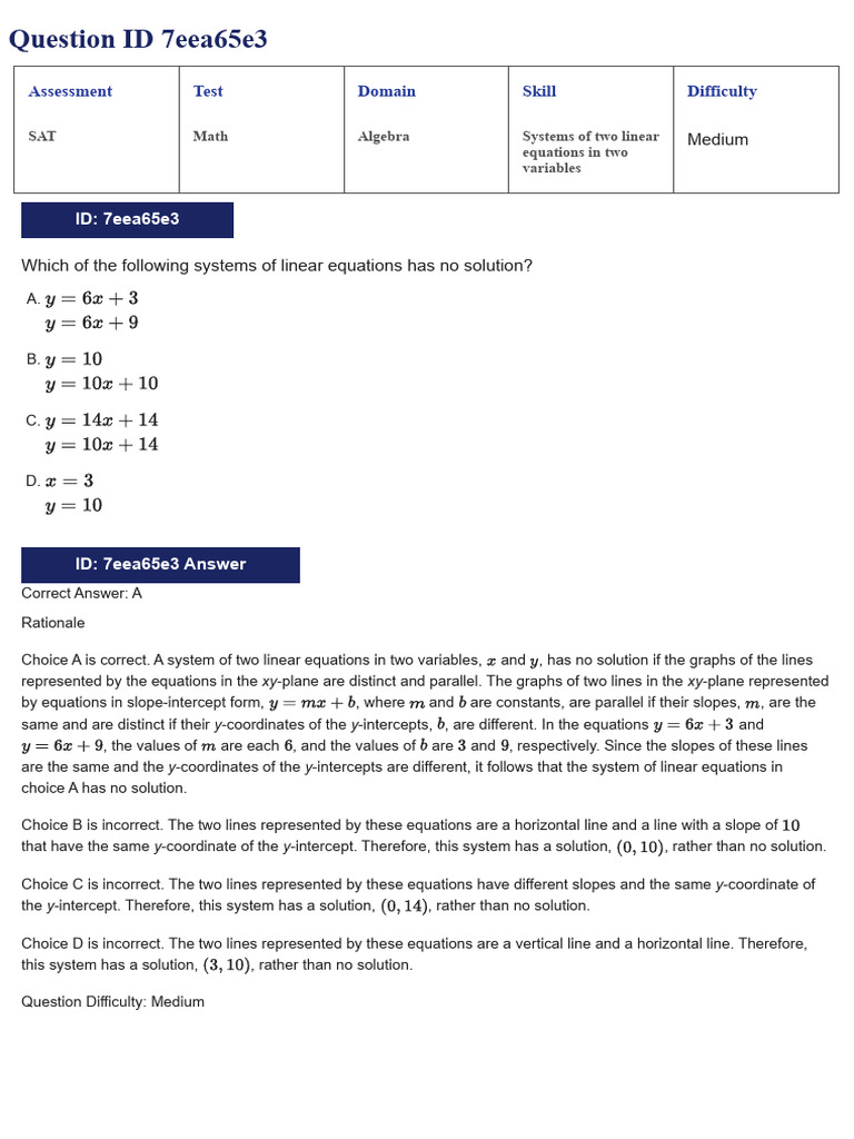 Sat Math Excluded Ans | PDF | Equations | Algebra