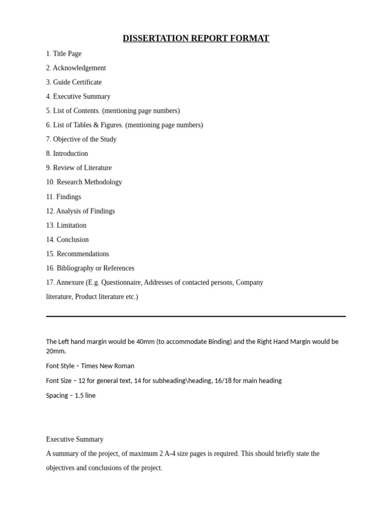 Dissertation Report Format Guide | PDF