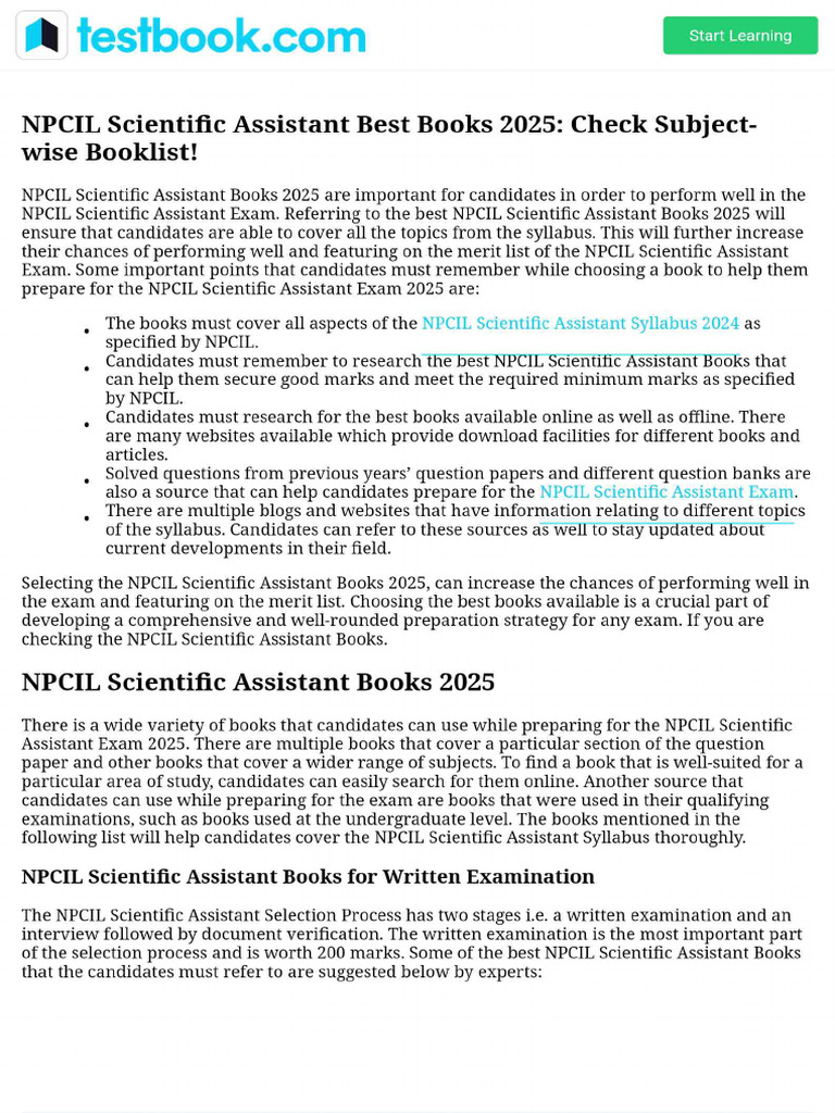 NPCIL Scientific Assistant Best Books 2025_ Check Subject-wise Booklist! | PDF