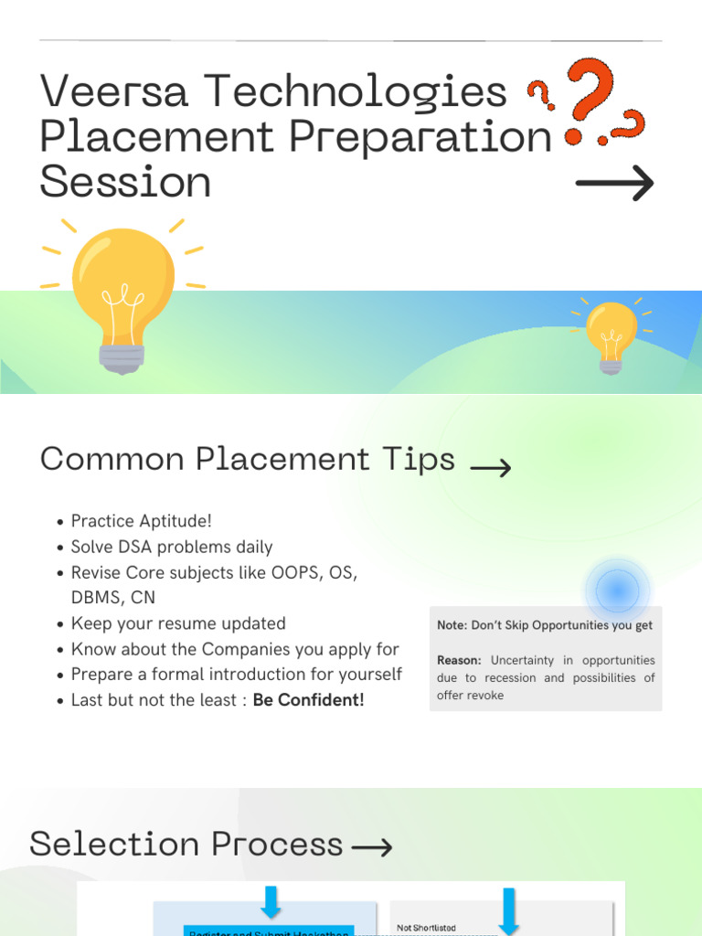Veersa Technologies Placement Preparation Session | PDF