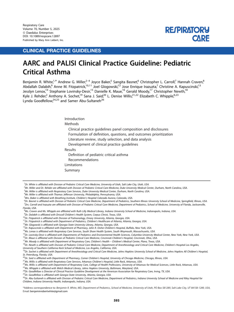 White Et Al 2025 Aarc and Palisi Clinical Practice 250507 183524 | PDF | Asthma | Pulmonology