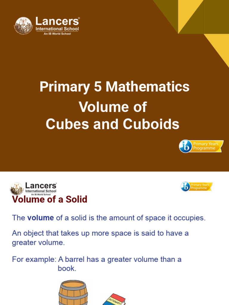 Lancers International School Volume (Math) My Pals Are Here | PDF | Volume | Polytopes