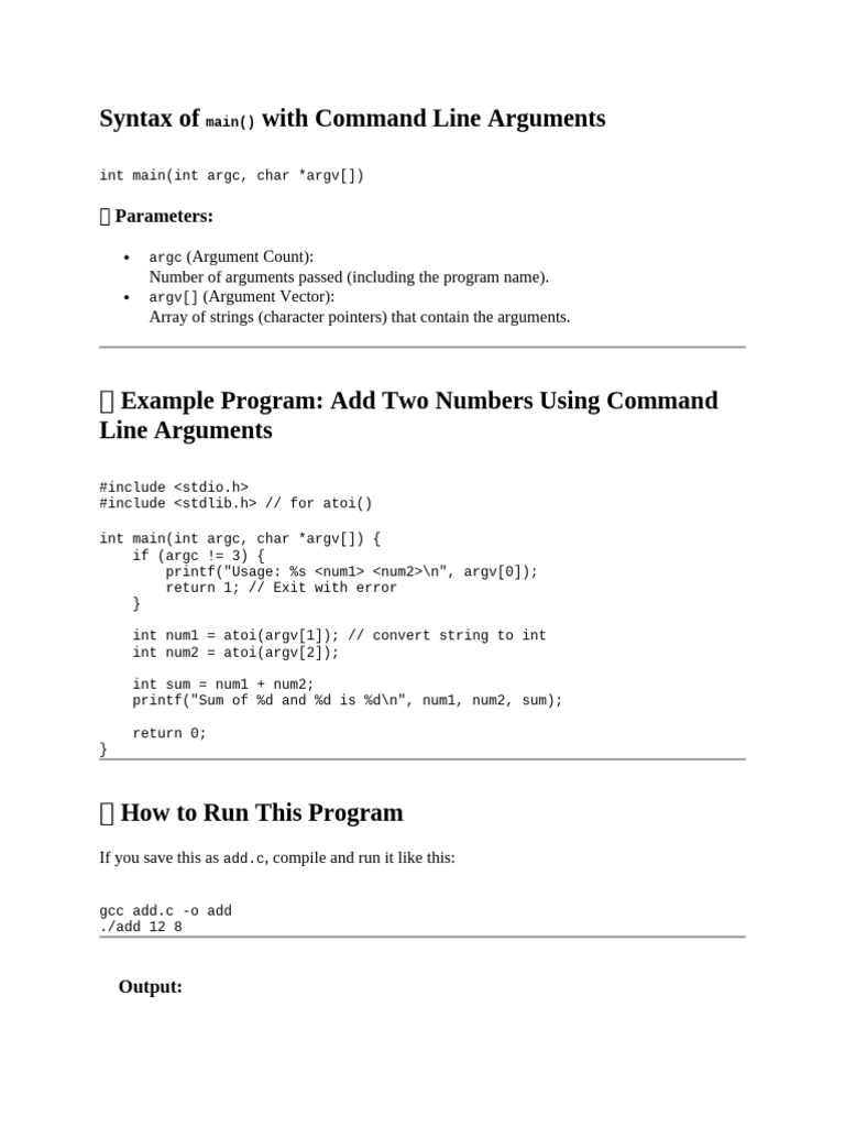 Command line Arguments | PDF | Parameter (Computer Programming) | Software