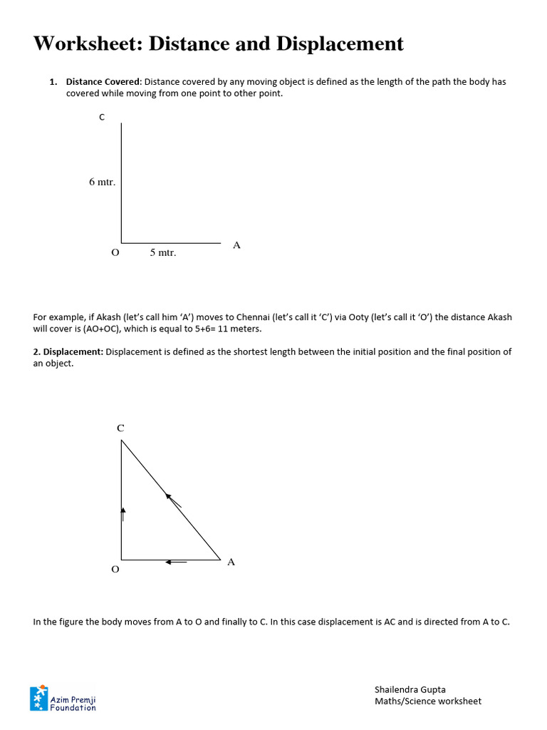 En Ws Mat Distance Displacement Shailendra Gupta | PDF