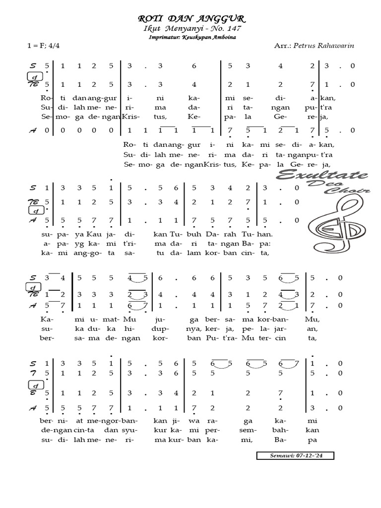 LAGU IKUT MENYANYI - Roti Dan Anggur Ini | PDF