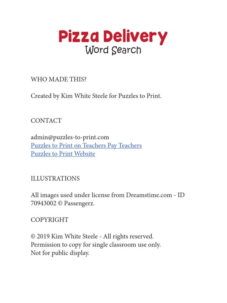 National Pizza Day Word Search | PDF | Word Search | Word Puzzles
