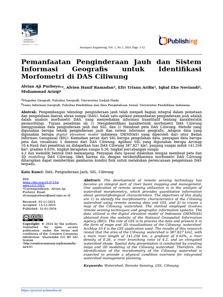 Pemanfaatan Penginderaan Jauh Dan Sistem Informasi Geografis Untuk Identifikasi Morfometri Di ...