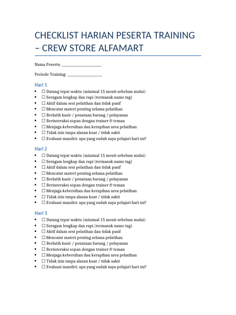 Keterampilan Crew Store Alfamart | PDF