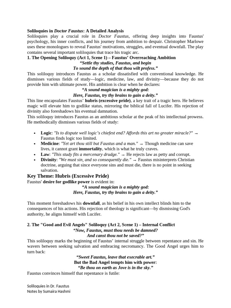 Soliloquies in Doctor Faustus | PDF | Religious Belief And Doctrine