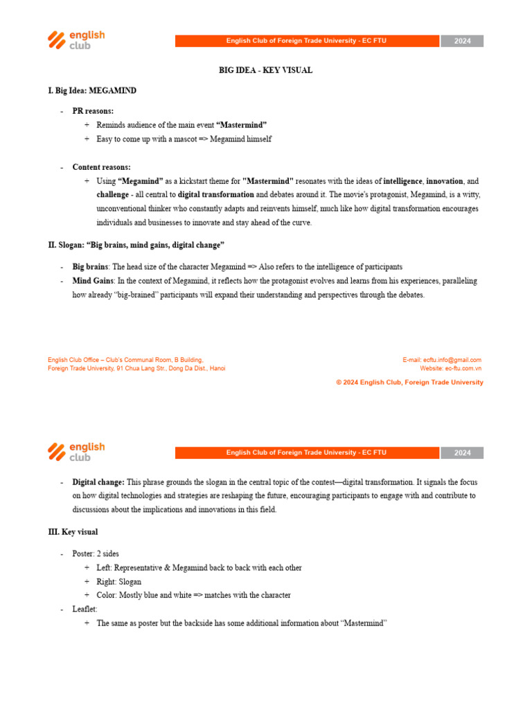 (2024) (EC-FTU) (RC-R3) Team 1 - (Big Idea-Key Visual) | PDF ...