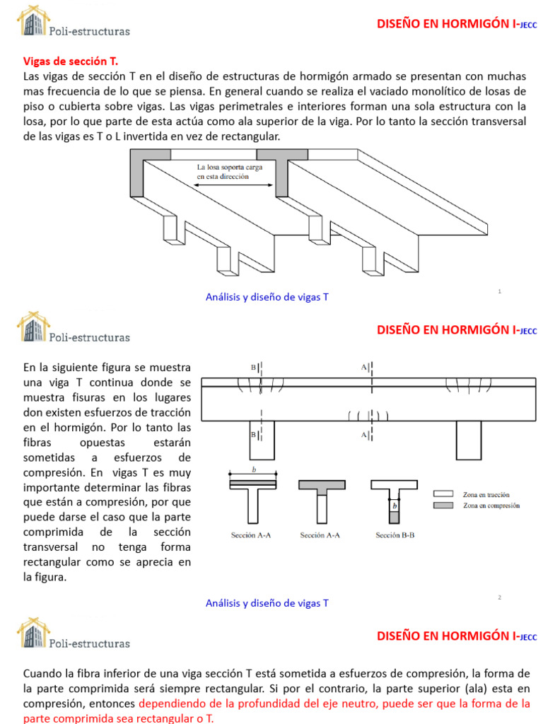 Análisis y Diseño de Vigas T | PDF | Viga (Estructura) | Hormigón
