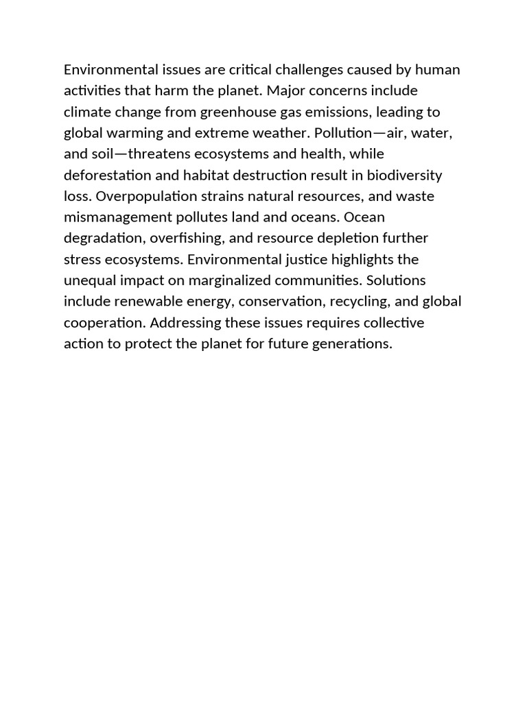 Environmental Issues Are Critical Challenges Caused by Human Activities ...