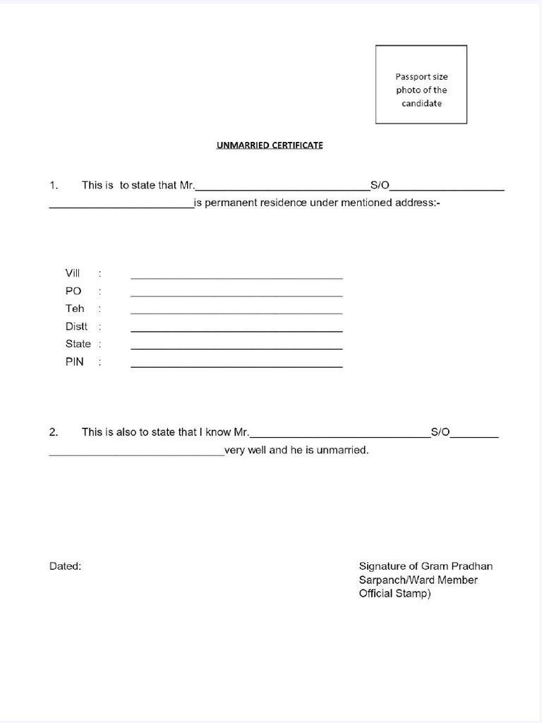 Unmarried Certificate | PDF