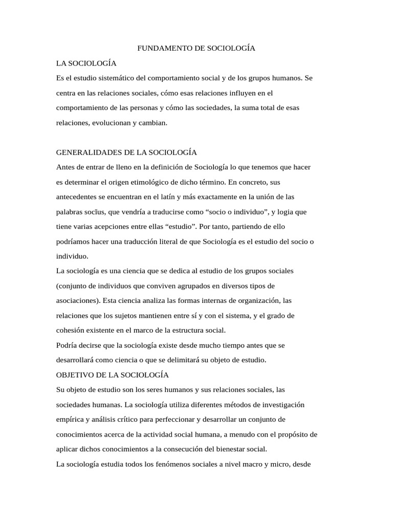 Introducción a la Sociología y sus Métodos | PDF | Sociología | Sociedad