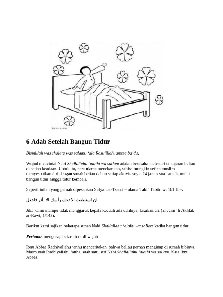 6 Adab Sunnah Setelah Bangun Tidur | PDF