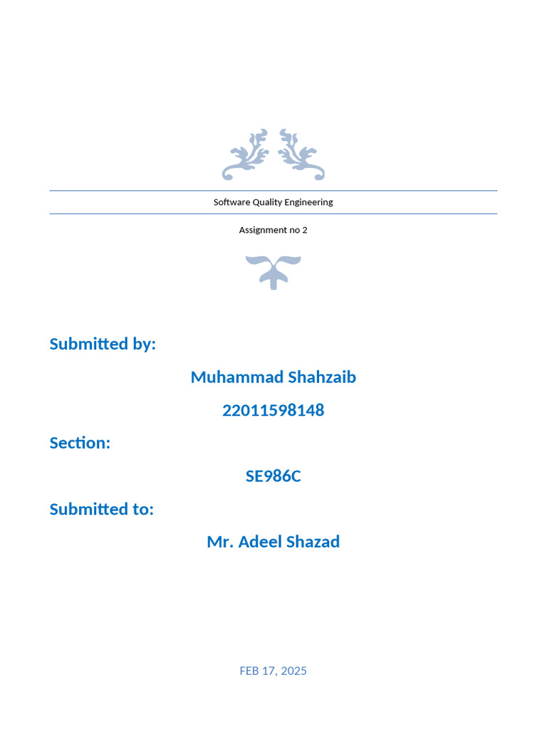 M.shahzaib 22011598-148 Assignment No 2 SQE | PDF | Password | Login