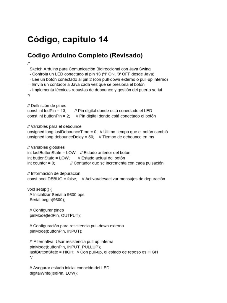 Arduino y Java: Control de LED y Botón | PDF | Java (lenguaje de ...