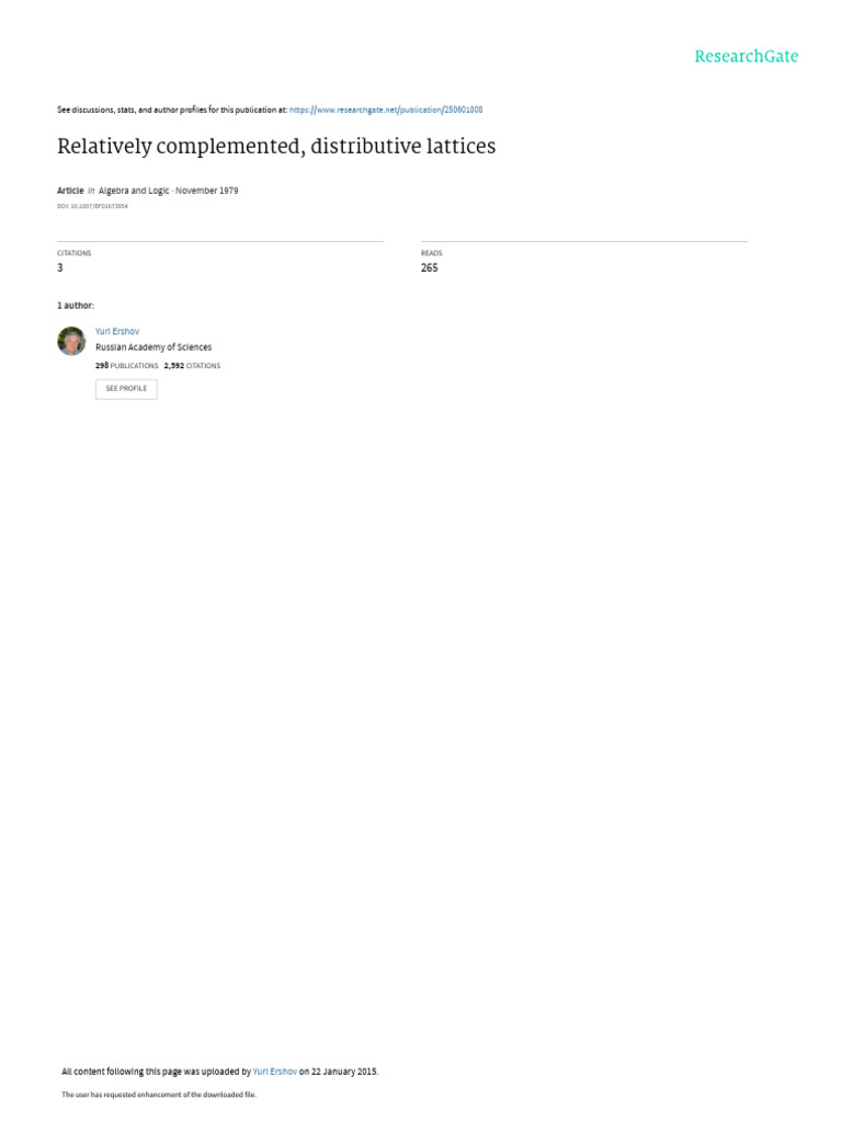 Relatively Complemented Distributive Lattices Pdf Mathematical