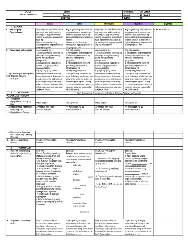 Q4 DLL Ap1 Week-4 | PDF