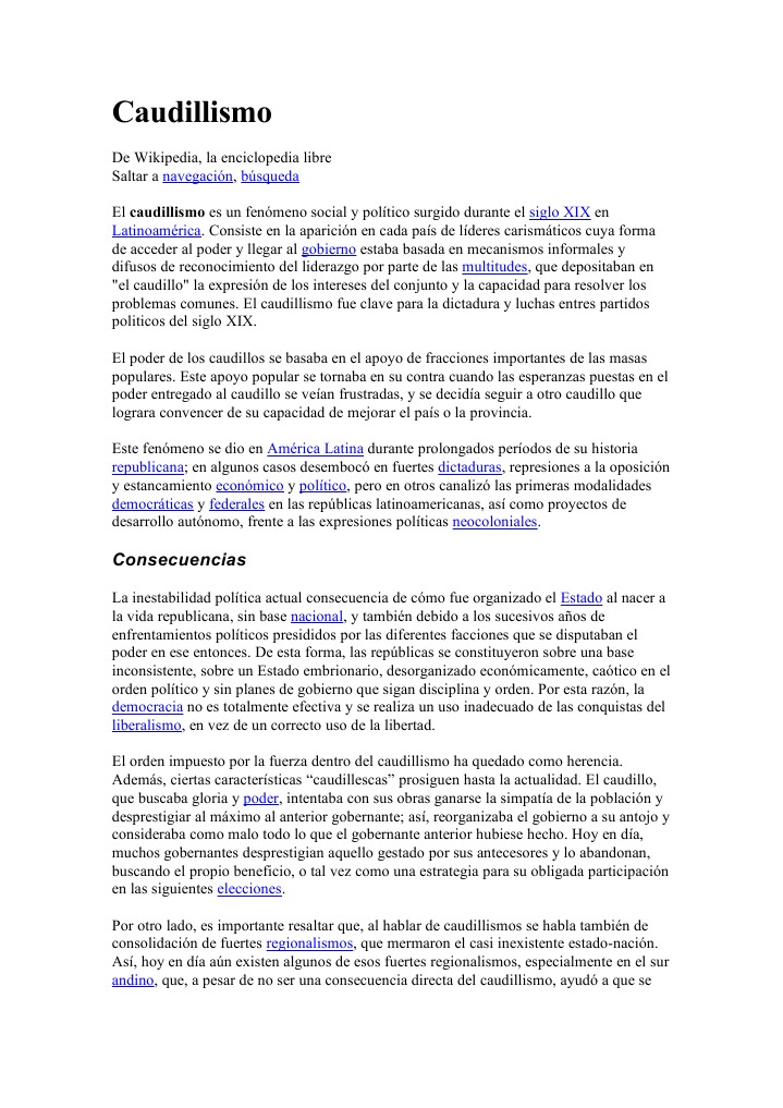 Caudillismo y Concecuencias | PDF | Democracia | Ideologías políticas