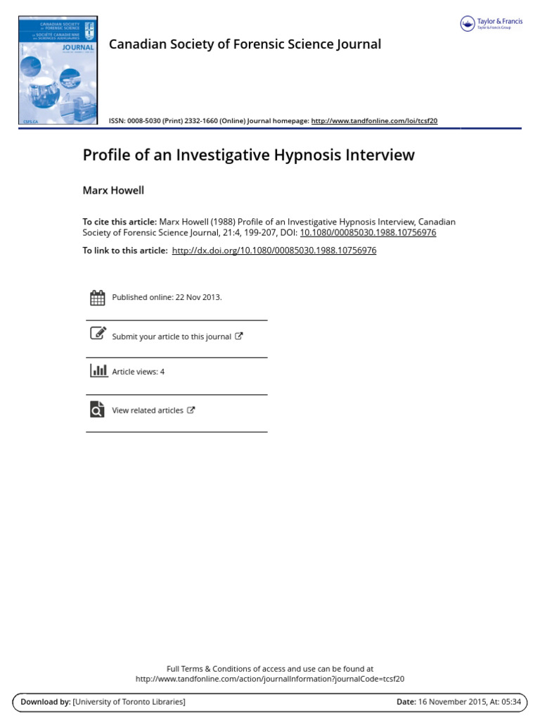 Profile of an Investigative Hypnosis Interview | PDF | Hypnosis | Witness