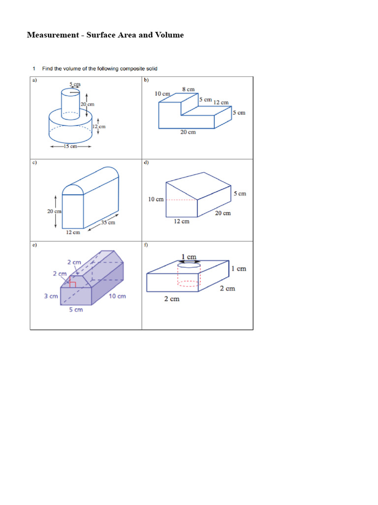 Measurement - Surface Area and Volume - Google Docs-Pg1-5 | PDF