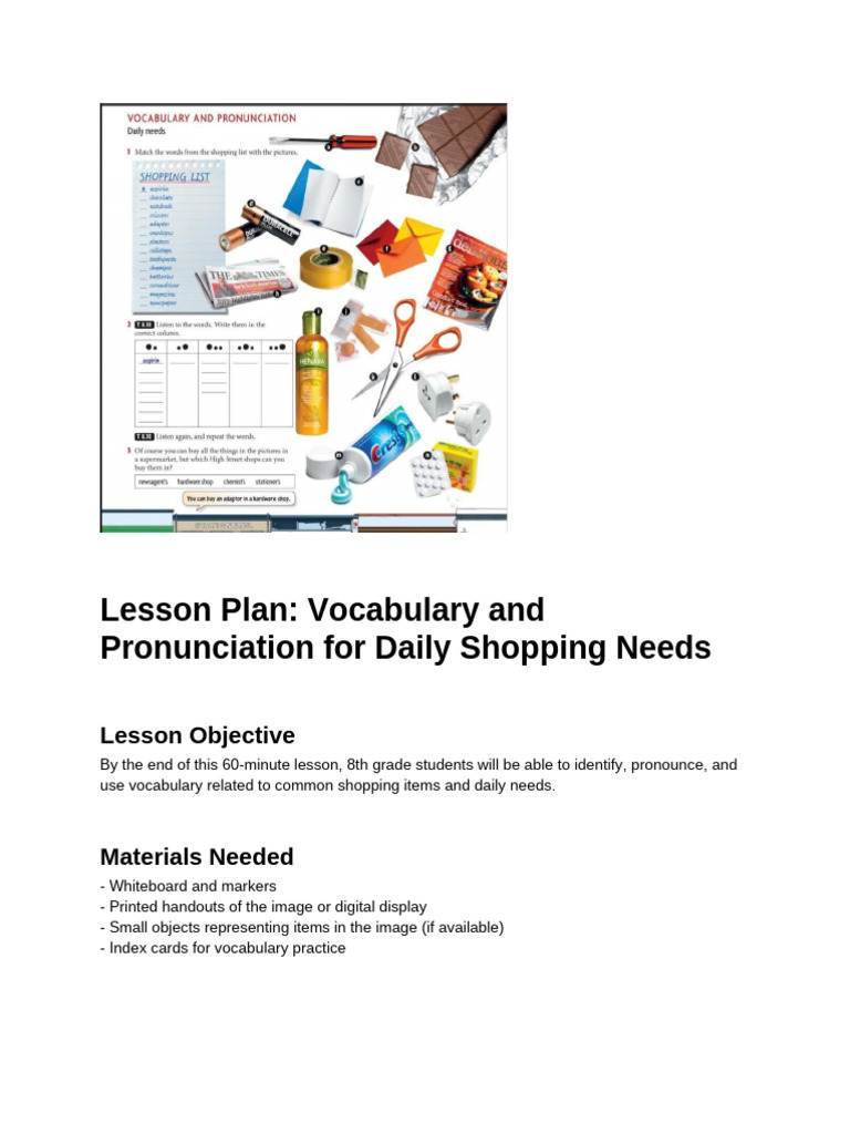 Grade Level 8 - Lesson Plan | PDF | Vocabulary | Stress (Linguistics)
