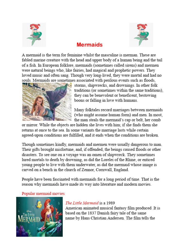 Mermaids Reading Comprehension | PDF | Folklore | Traditional Stories