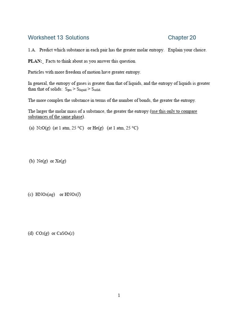 Worksheet 13 Chapter 20 For Thu April 24 | PDF | Liquids | Chemical ...
