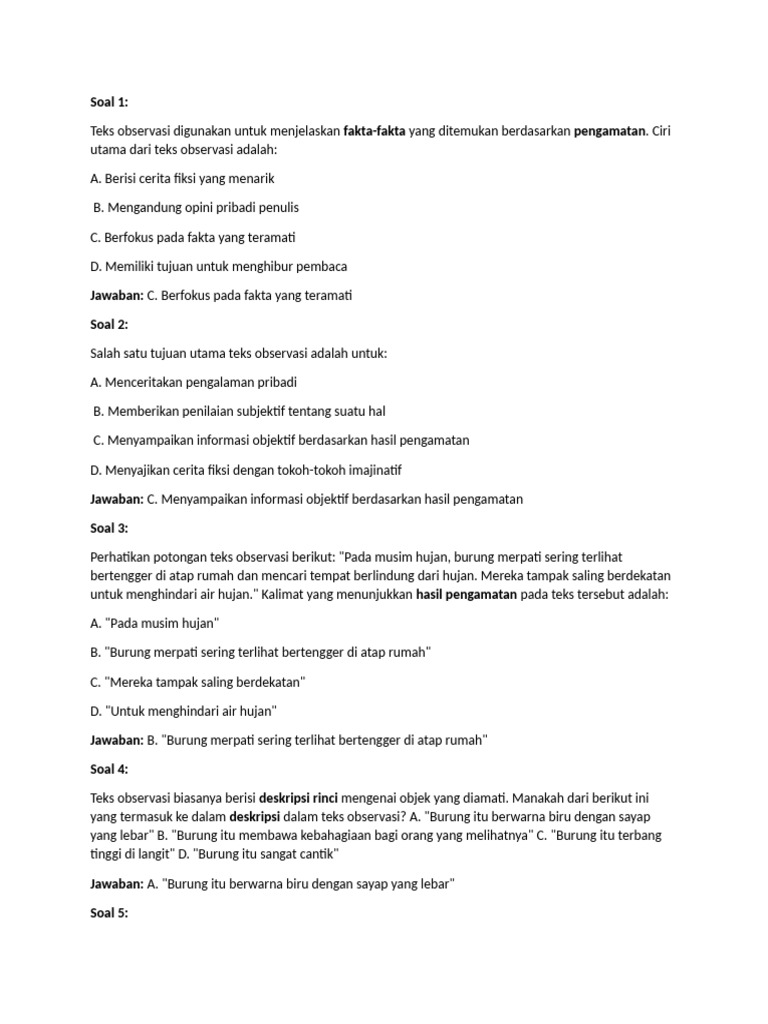 Analisis Teks Observasi dan Data Objektif | PDF